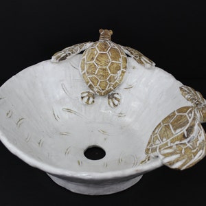 Large Hand Made Ceramic Sea Turtle Vessel Sink by Shayne Greco ...