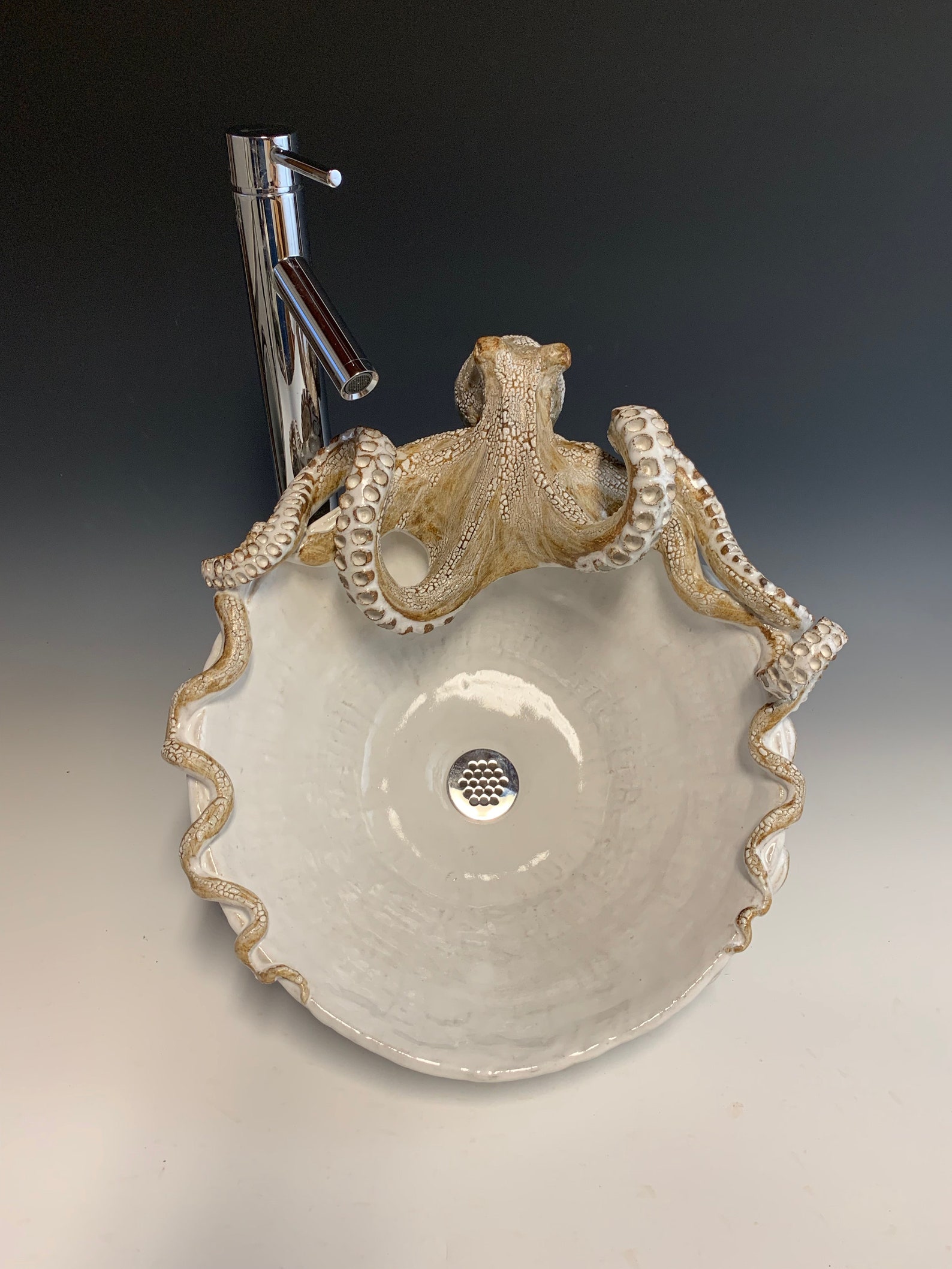 Large Hand Made Ceramic Octopus Vessel Sink by Shayne Greco Beautiful ...