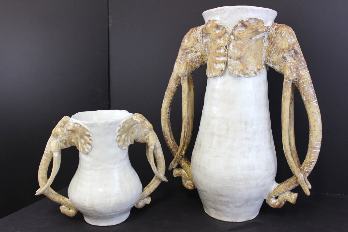 Giant Ceramic Elephant Vase by Shayne Greco Beautiful Mediterranean ...