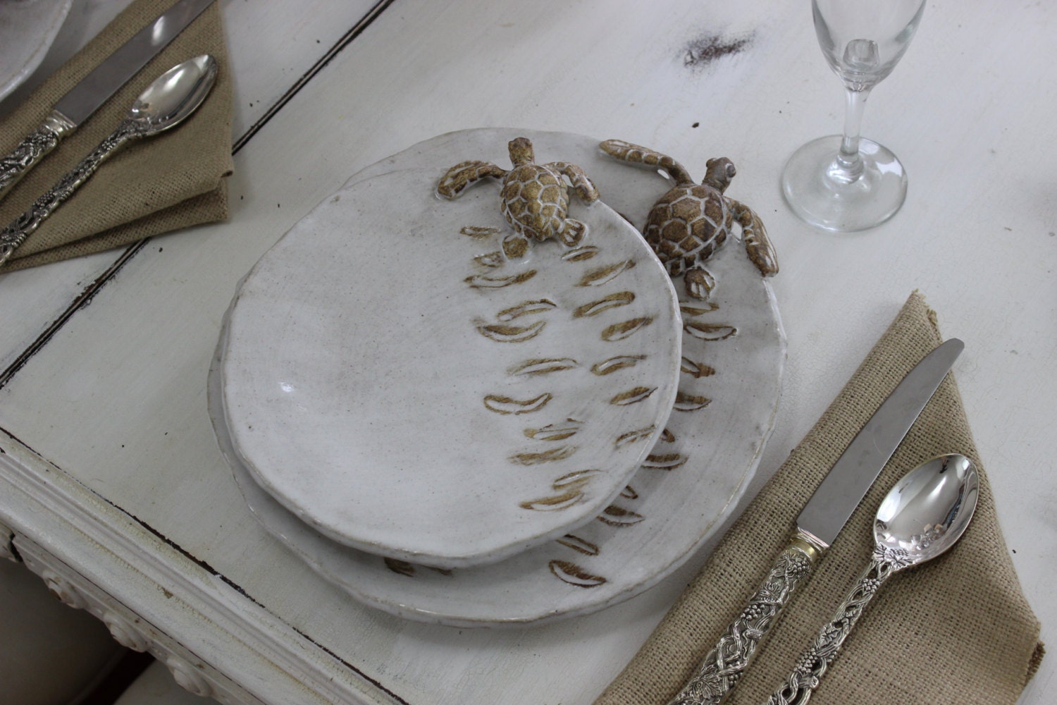 Nautical Ceramic Sea Turtle Dinner Plate by Shayne Greco - Etsy