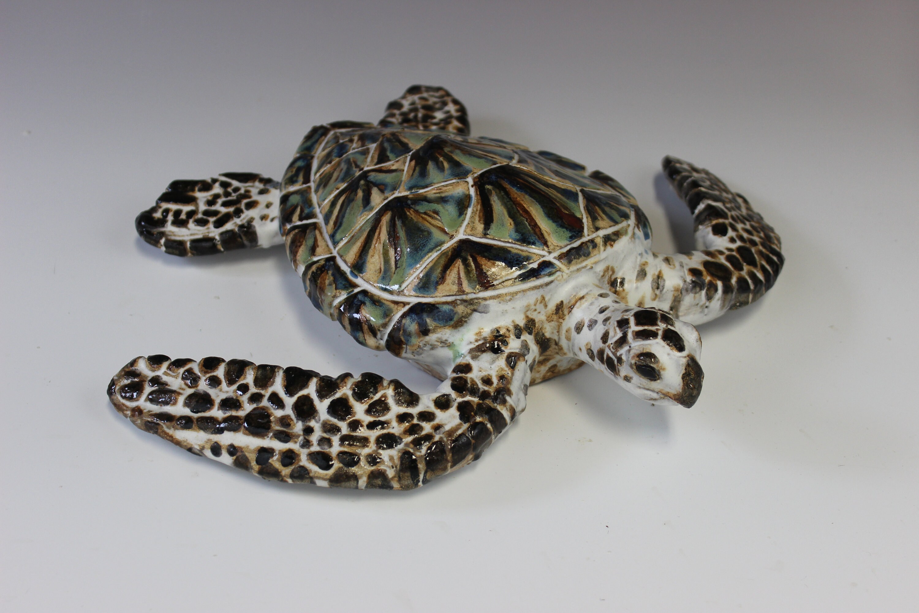 Small Hand-made Ceramic Marbled Sea Turtle Wall Hanging/coffee - Etsy