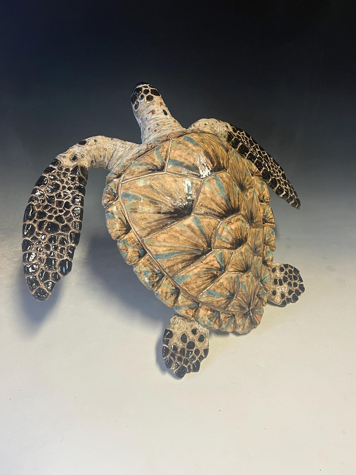 Large Hand-made Marbled Ceramic Sea Turtle Wall Hanging/coffee Table ...