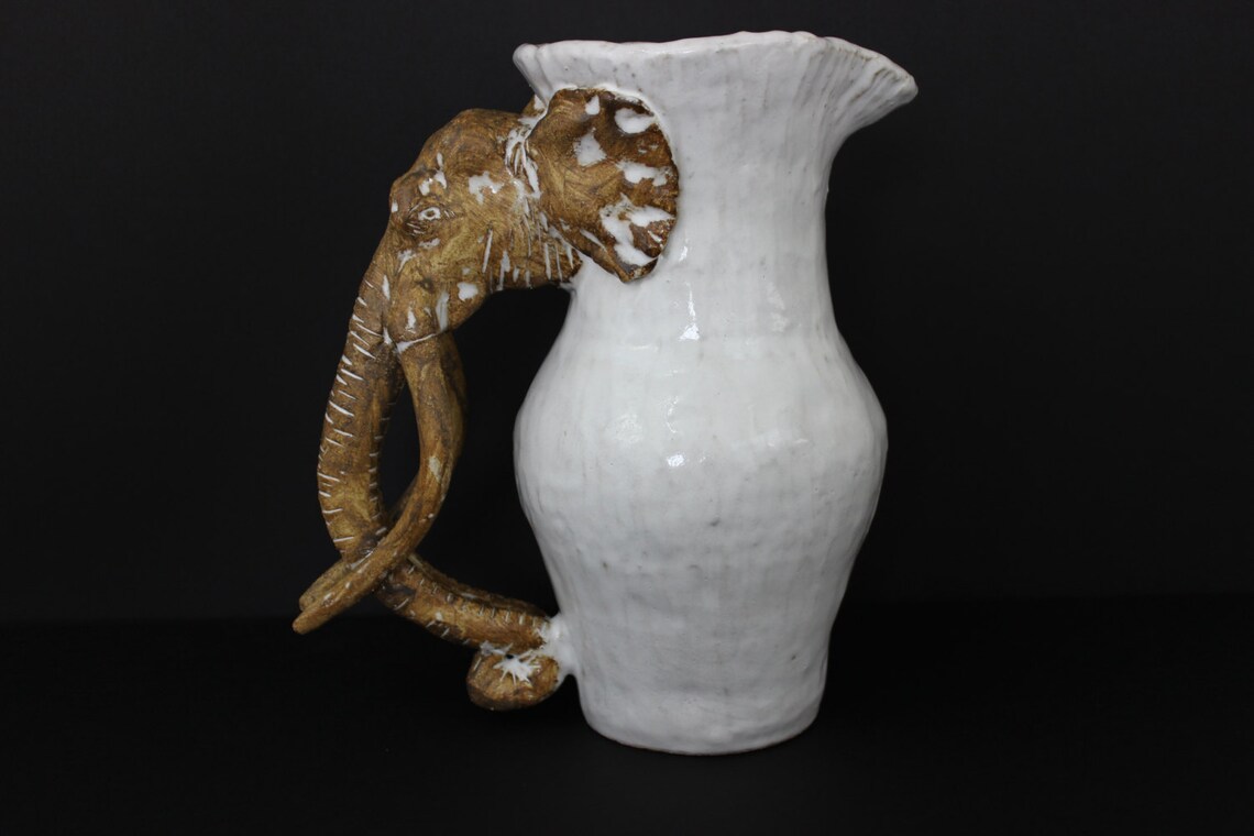 Large Ceramic Elephant Pitcher / Vase by Shayne Greco - Etsy