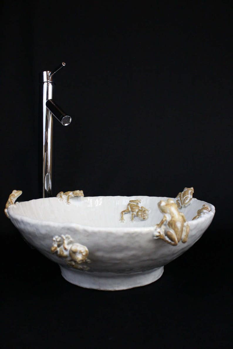 Large Hand Made Ceramic Tree Frog Vessel Sink by Shayne Greco - Etsy