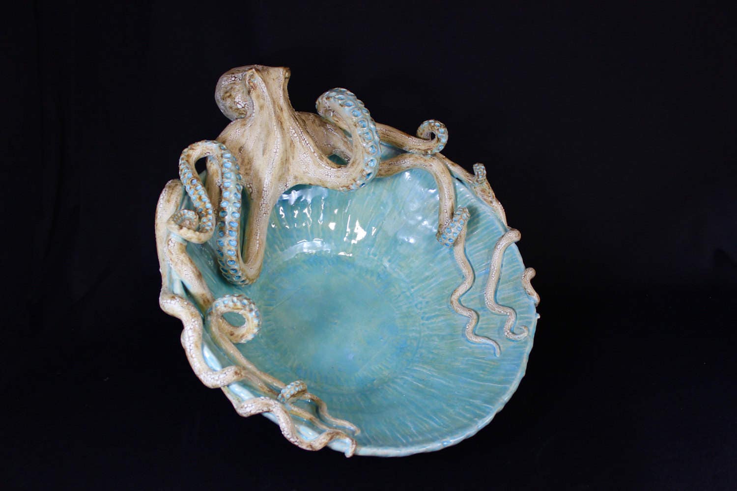 Giant Ceramic Caribbean Blue Octopus Bowl by Shayne Greco - Etsy.de