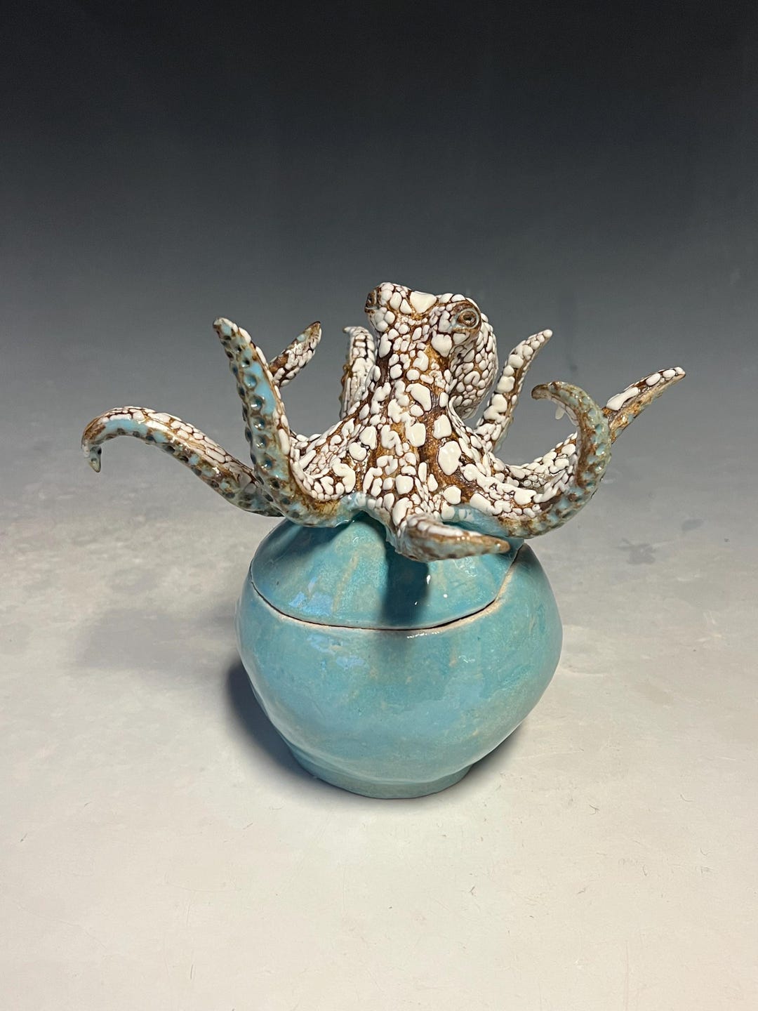 Octopus Jewelry Box in Caribbean Blue - Etsy