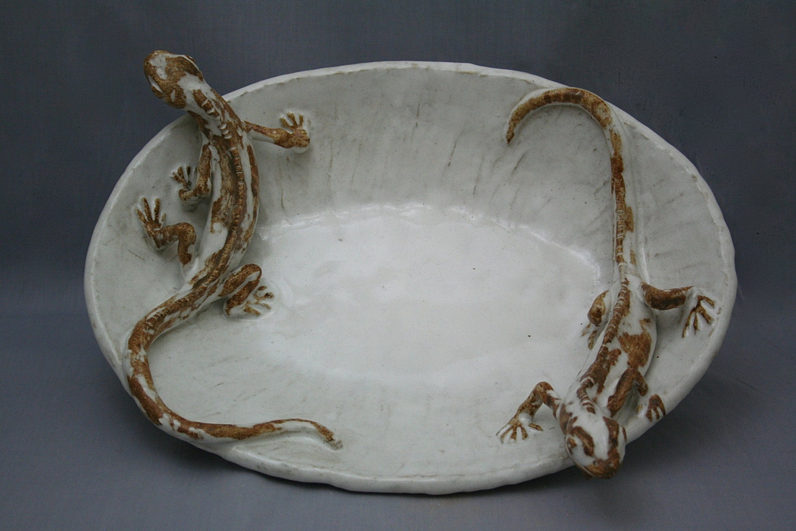 Ceramic Double Gecko Platter by Shayne Greco Beautiful Mediterranean ...
