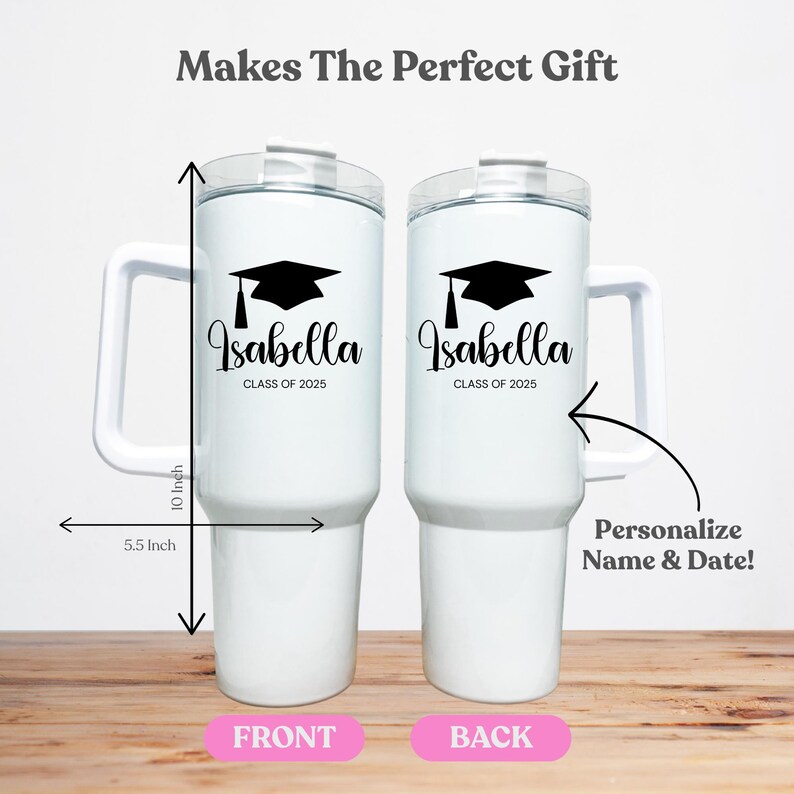 Personalized Graduation Tumbler 40oz - College Graduation Gift - 40oz ...