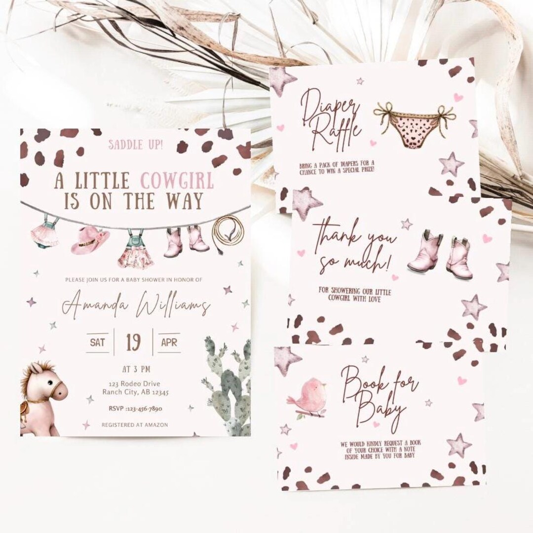 Invitaciones para Baby Shower de Vaquera, Invitación para Baby Shower ...