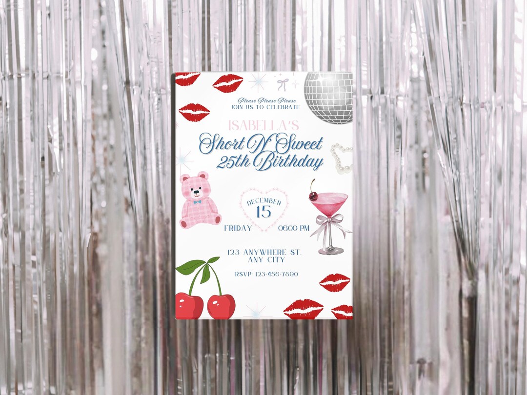 Short N’ Sweet Sabrina Carpenter Birthday Invitation Editable Birthday ...