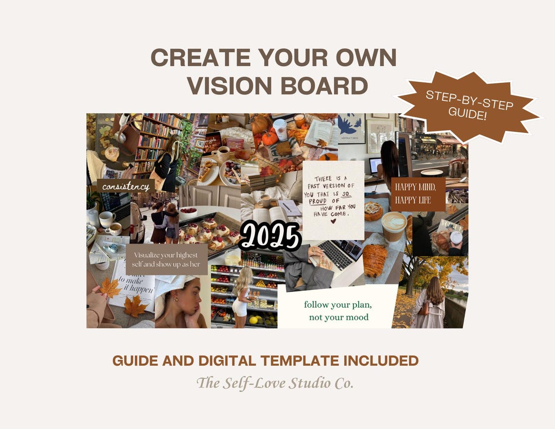2025 Vision Board Template, Vision Board Guide - Etsy UK