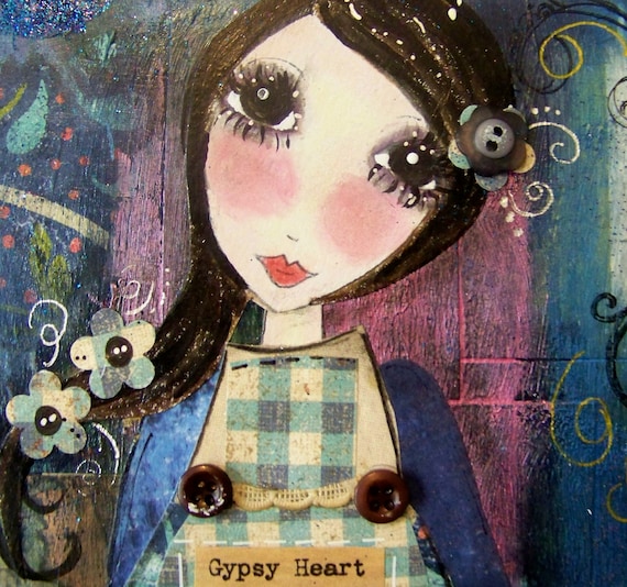 Items similar to Gypsy Heart in blue PRINT on Etsy