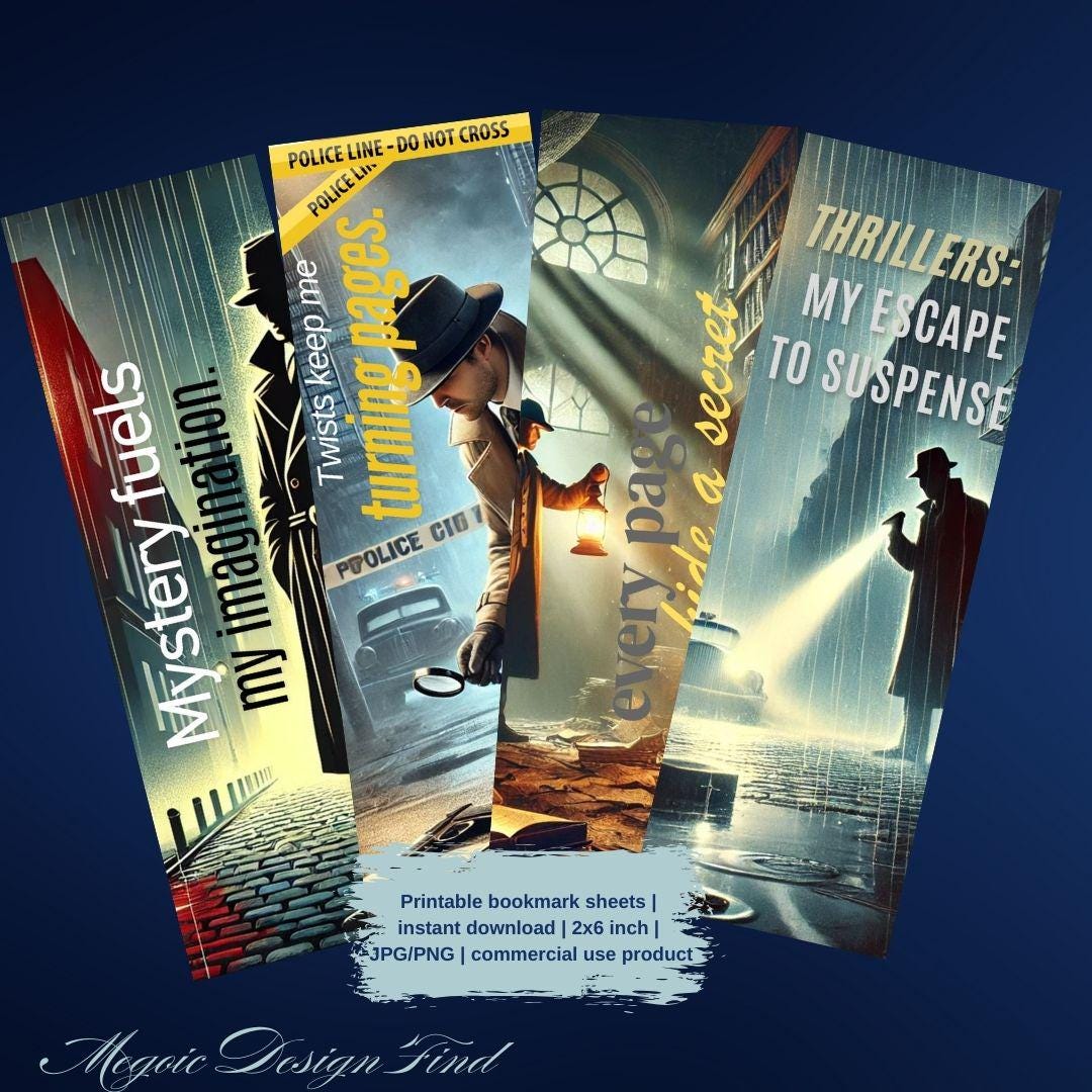 Thriller Bookmark Creations: Digital Art Set for Book Lovers - Etsy