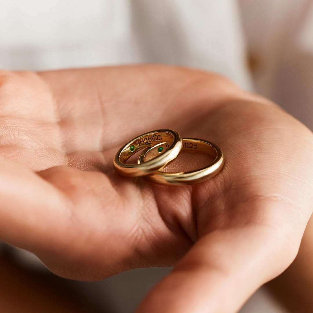 Customized Couple Rings, Personalized Birthday Stone Rings a Gift for ...