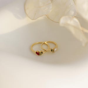 Heart Shaped Birthstone Ring, Personalized Double Birthstone Jewelry ...