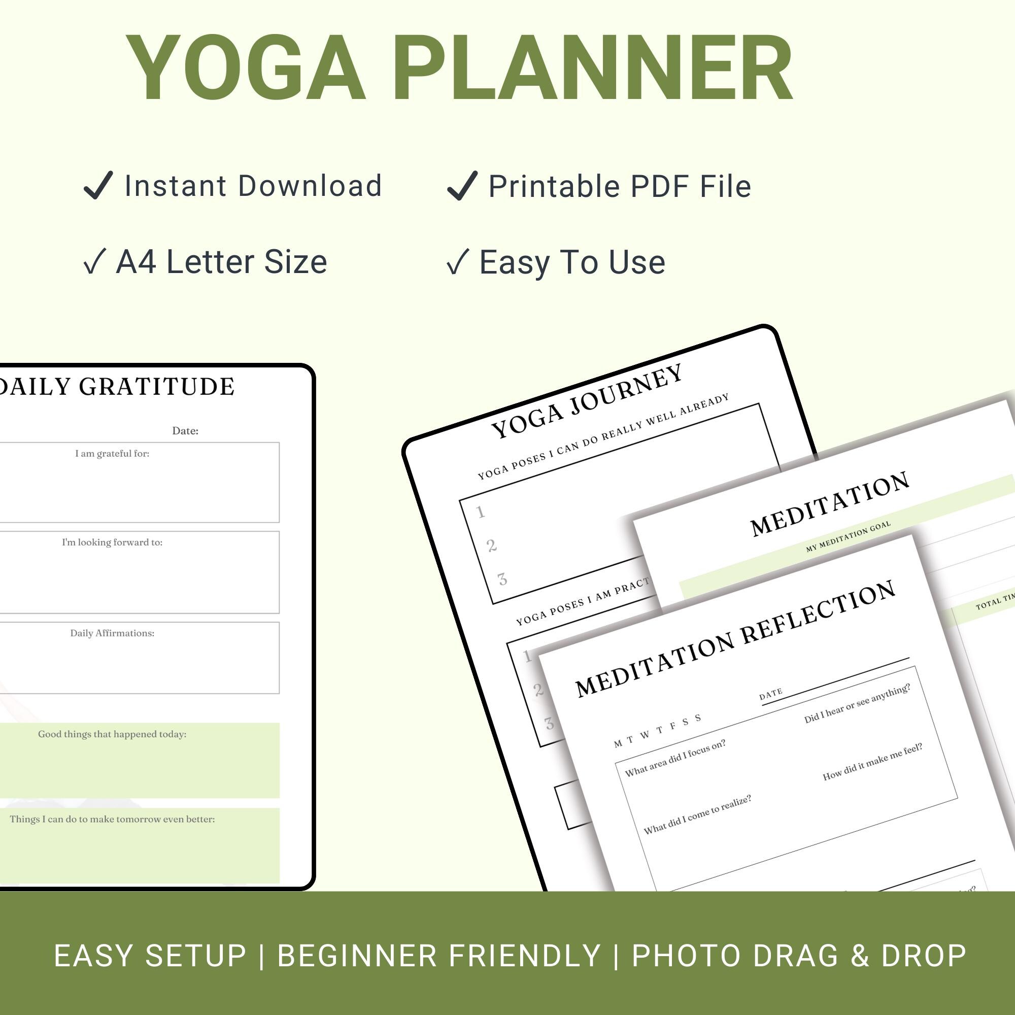 Printable Yoga Planner Printable Yoga Journal Meditation Journal ...