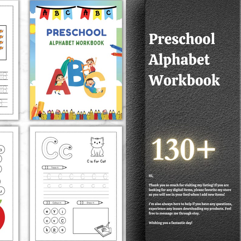 Alphabet Worksheets Printable Tracing Coloring Homeschool Teacher Kids ...