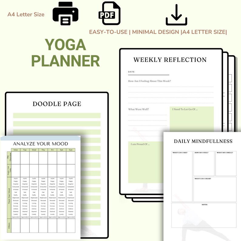Printable Yoga Planner Printable Yoga Journal Meditation Journal ...