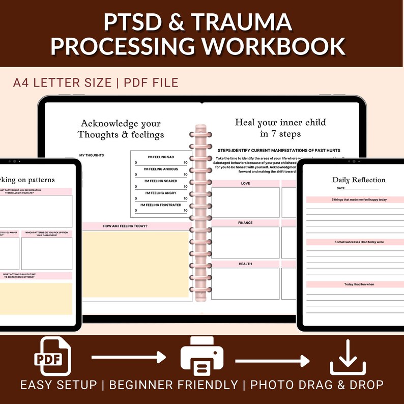 Ptsd and Trauma Processing Workbook Journal Printable CBT Anxiety ...