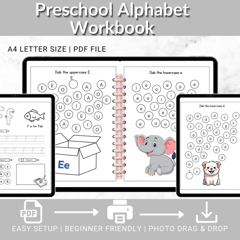 Alphabet Worksheets Printable Tracing Coloring Homeschool Teacher Kids ...