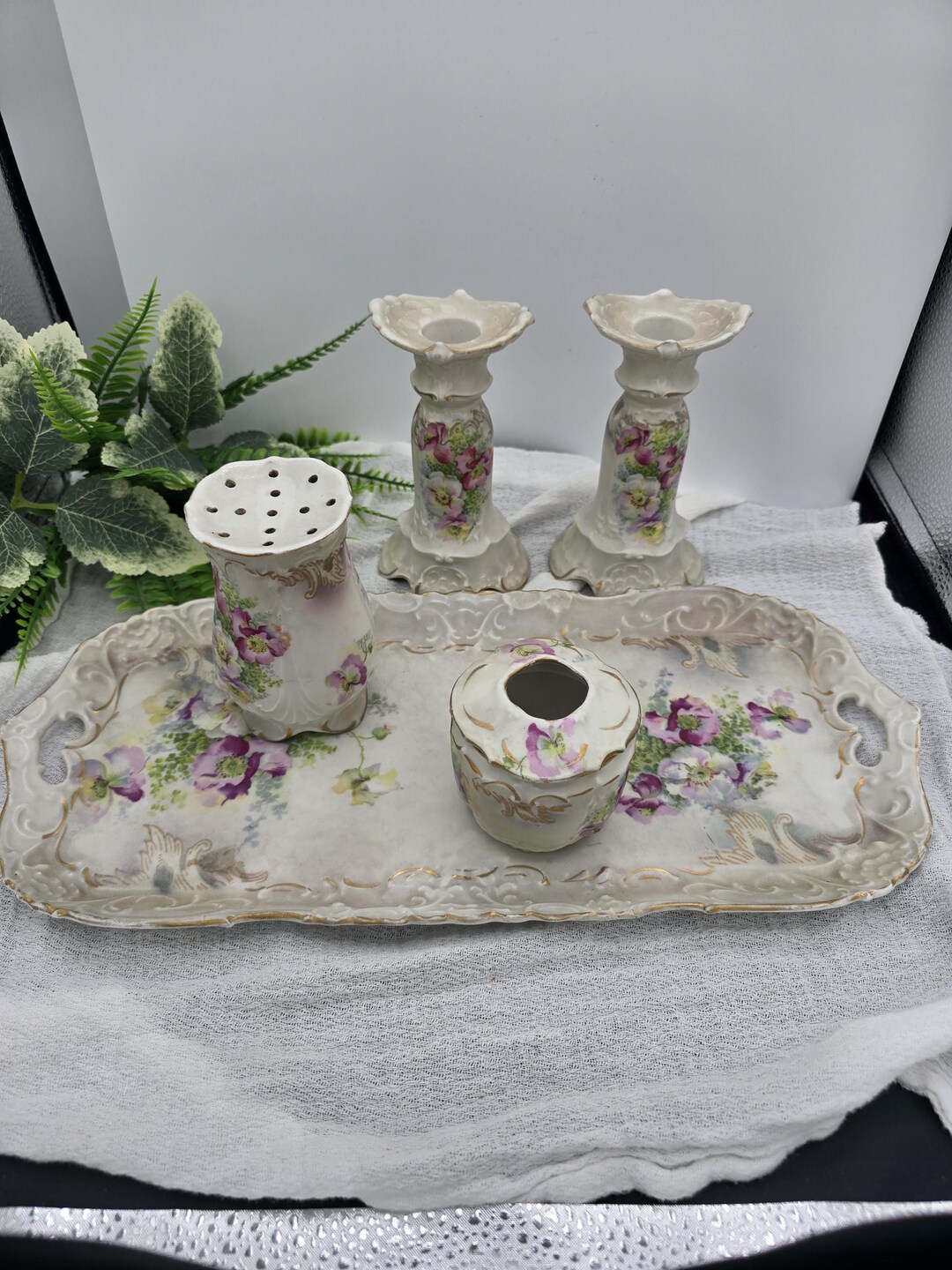 Antique Royal Vienna Alexandra Porcelain Works Hand-painted Vanity Set ...