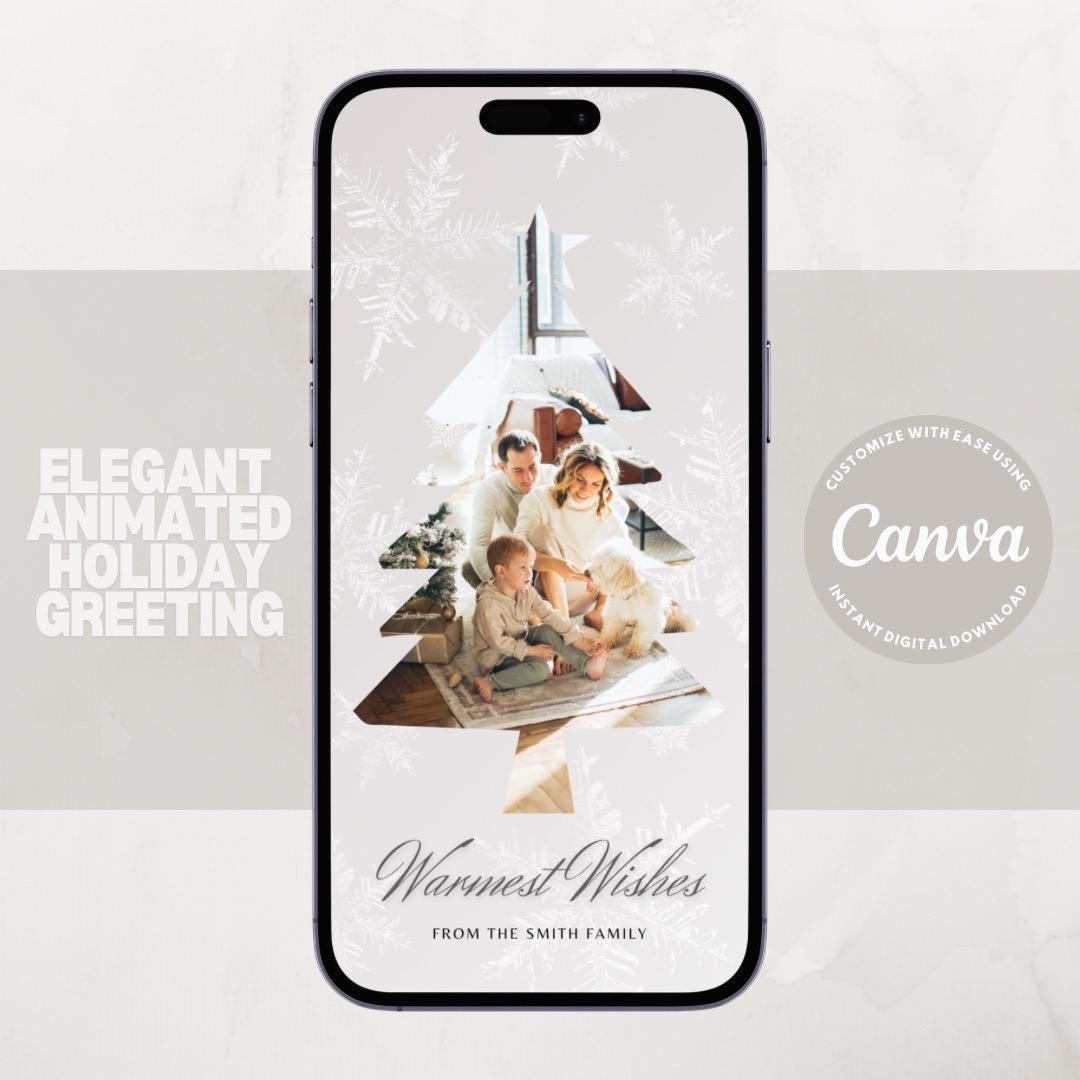 Elegant Animated Holiday Card | Customizable Canva Card Template | Personalized Christmas Video ...