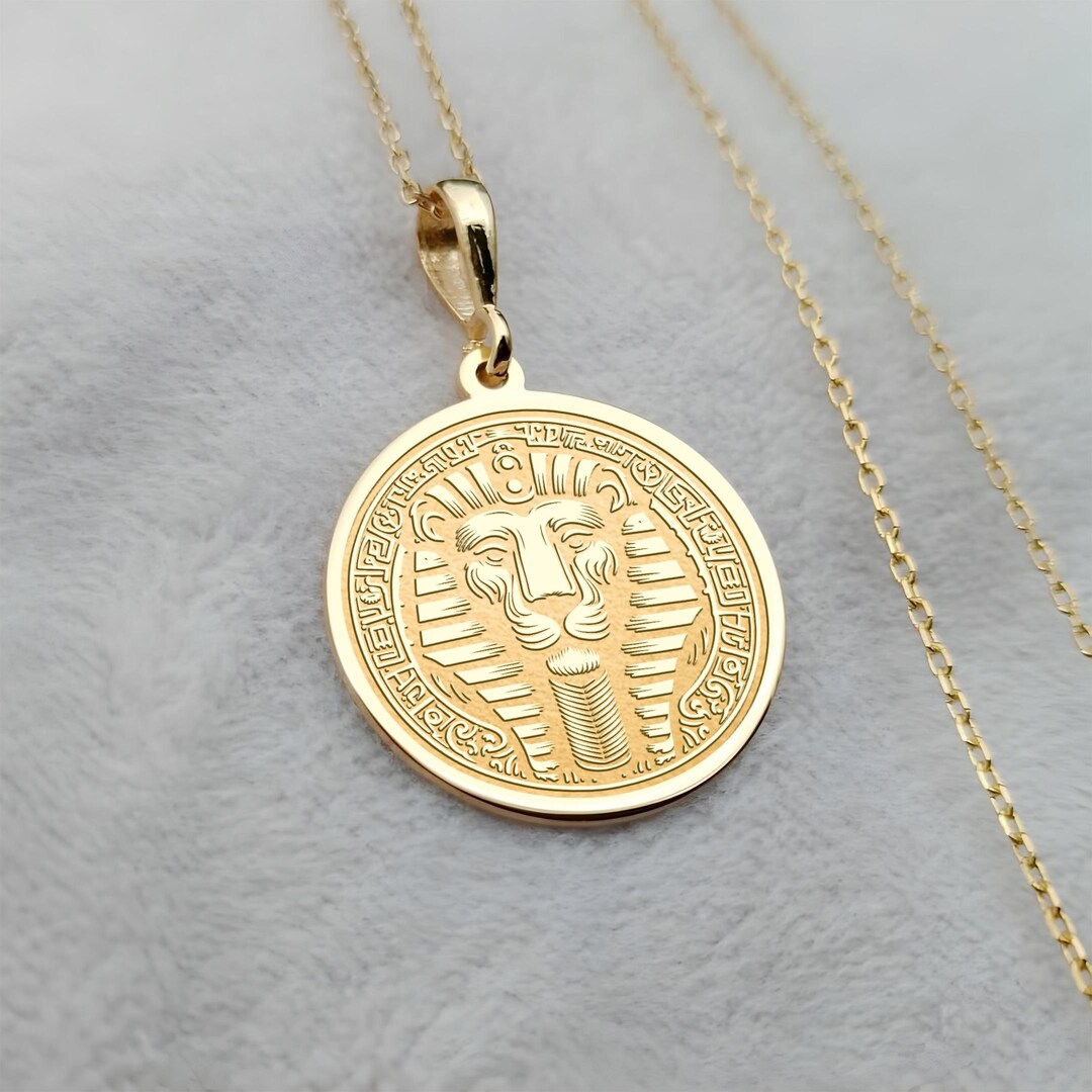 14K Gold Sphinx Necklace, Minimalist Egyptian Silver Necklace, Handmade ...