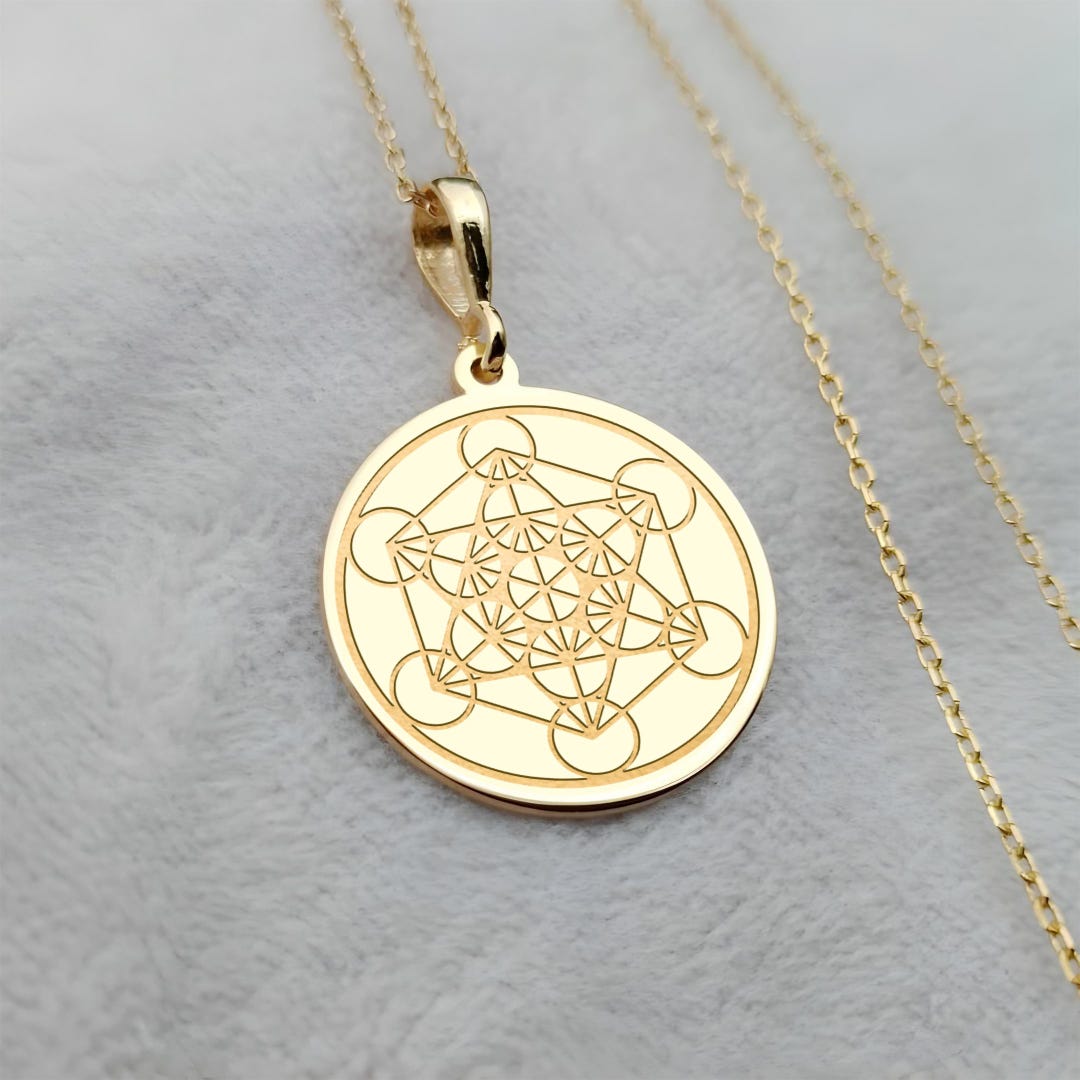 14K Gold Metatron Cube Necklace: Handmade Sacred Geometry Jewelry - Etsy