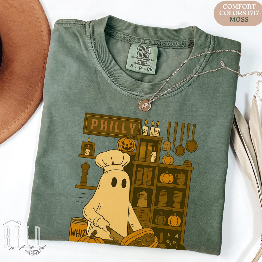 Ghost Cooking Cheesesteak Shirt, Comfort Colors Philly Halloween T ...
