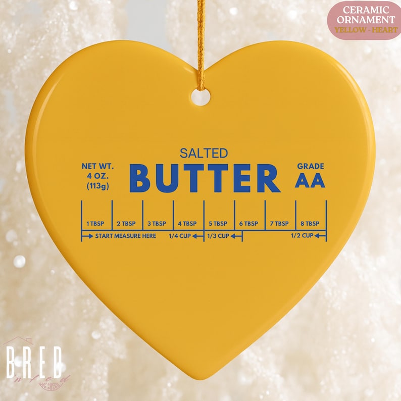 Salted Butter Ornament, Funny Baking Christmas Gift, Ceramic Foodie ...