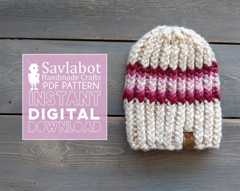 Simple Ribbed Knit Beanie Pattern With Color Charts | Etsy