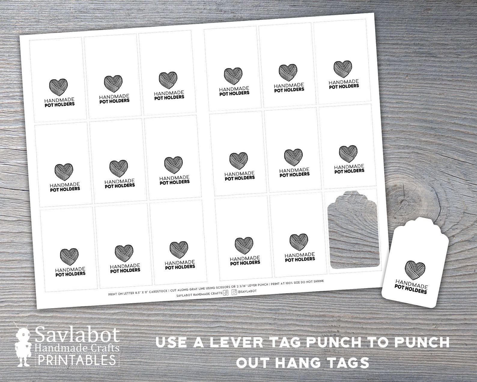 Yarn Heart Pot Holder Wrap and Tag Set, Printable Packaging (PDF) - Etsy