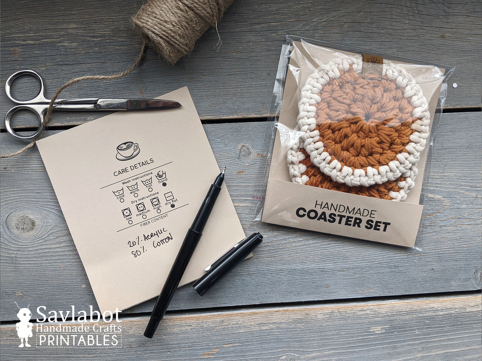 Coaster PRINTABLE Packaging for Handmade Coasters - Etsy