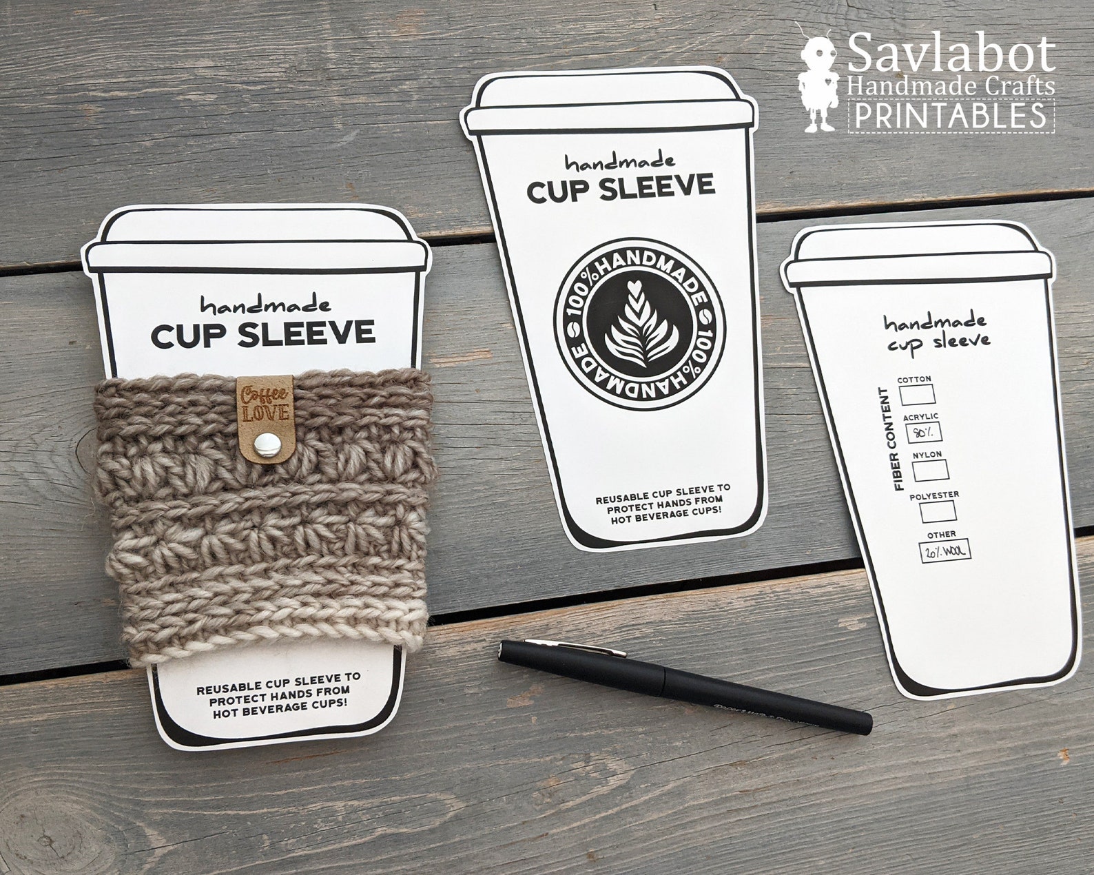 Cup Cozy and Cup Sleeve Display Card Printable PDF File for - Etsy