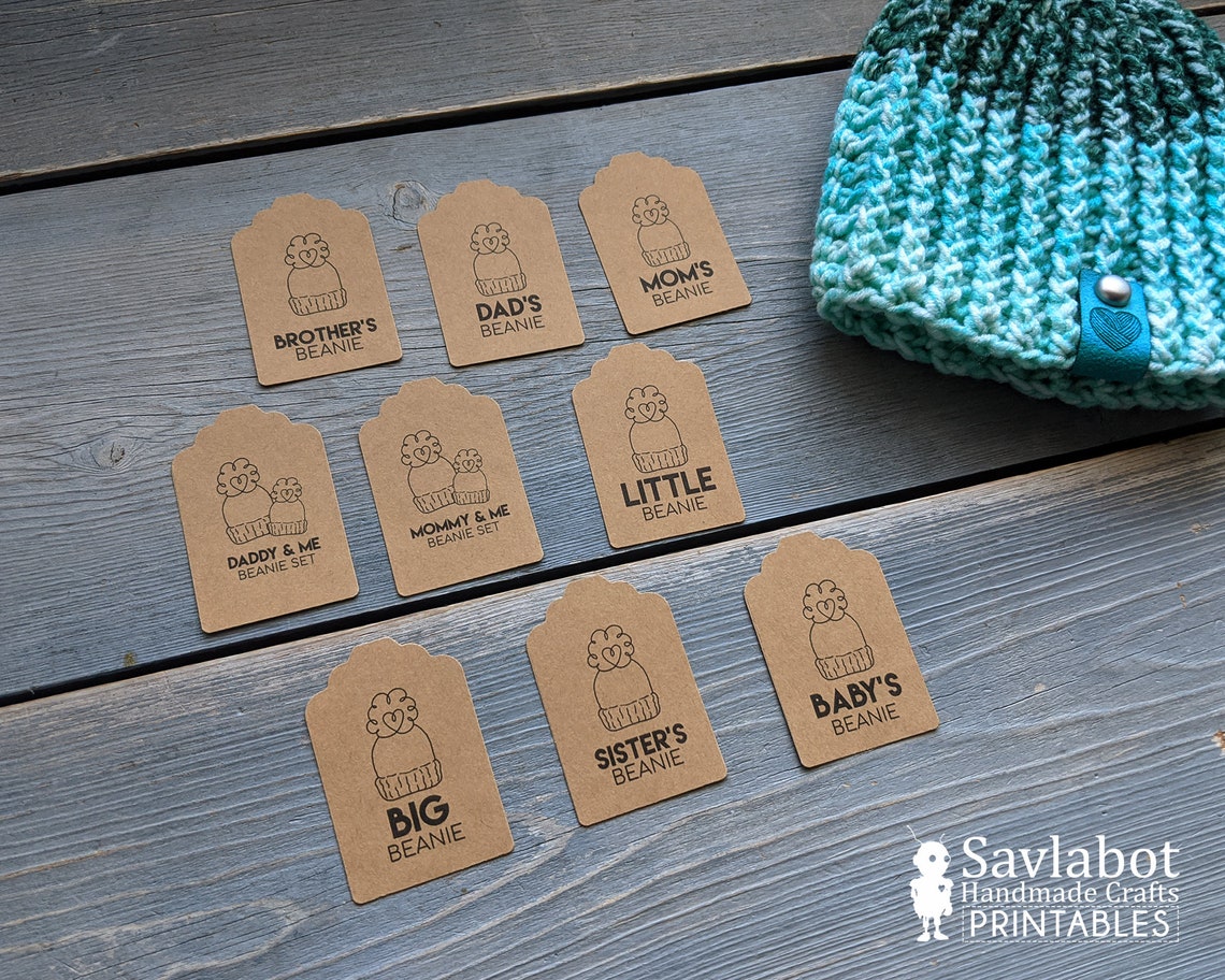 Printable Family Beanie Tags for Mommy, Daddy, Brother, Sister, Little ...