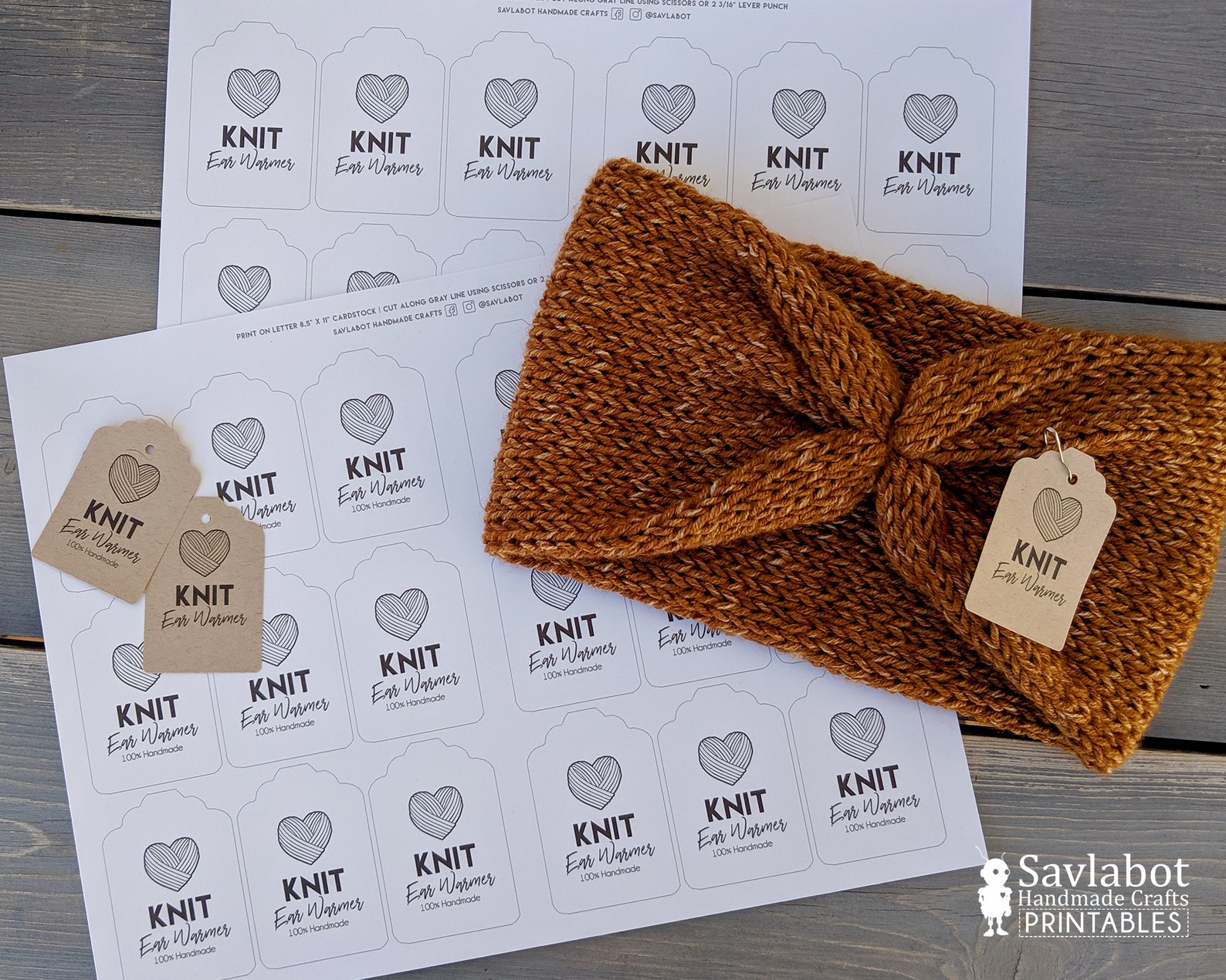 Ear Warmer Tags and Labels for Products, Printable Knit Care Tags ...