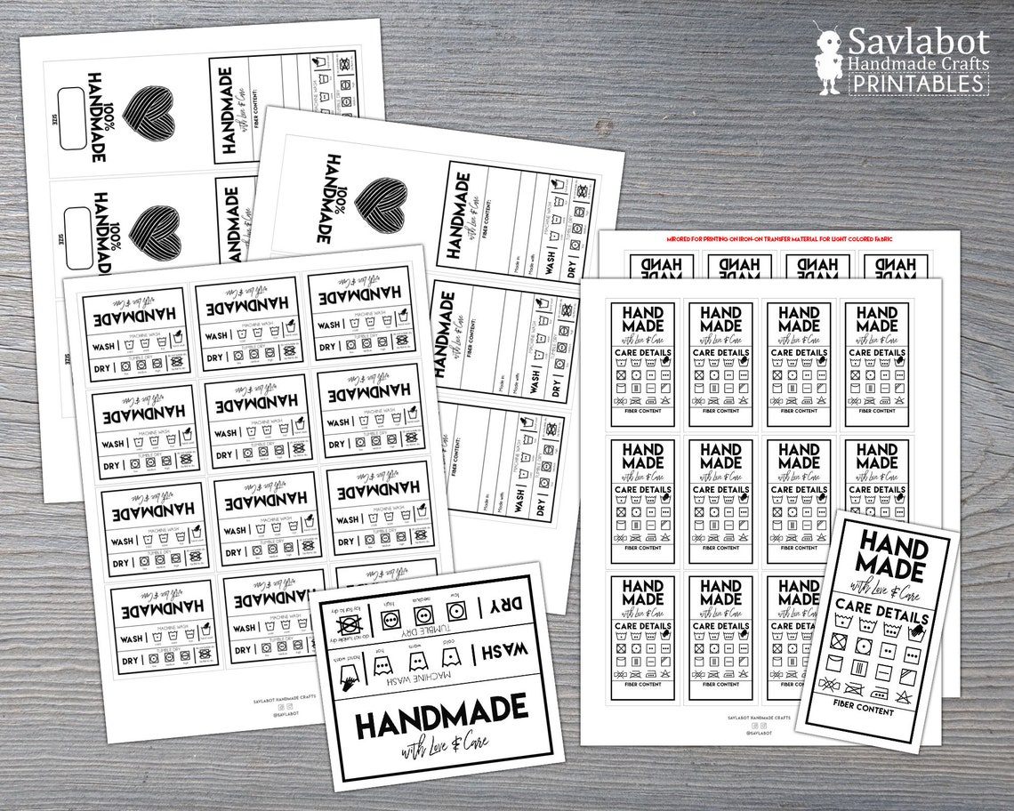 Care labels for handmade items tags for garments and other | Etsy