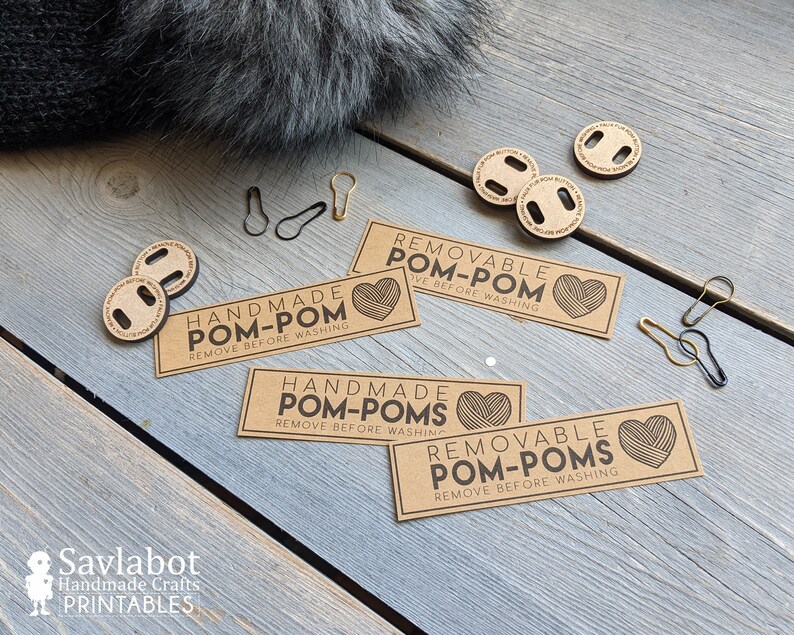 Printable Pom Pom Tags for Removable Pom Poms, Faux Fur Pom Pom Print ...