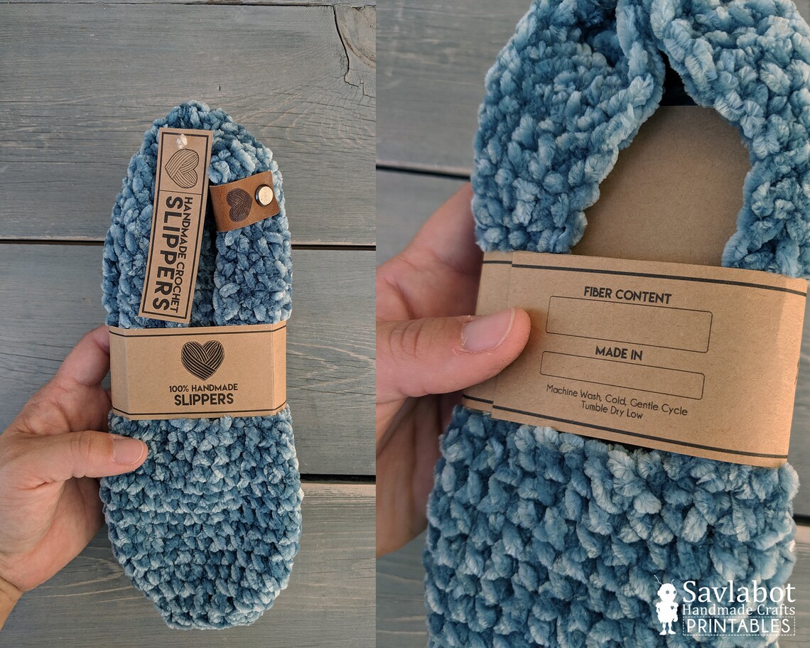 Printable Slippers Tags and Labels, Knit, Crochet Slipper Socks ...