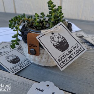 Printable Crochet Succulent Cozy Labels, Knit, Crochet Plant Pot ...