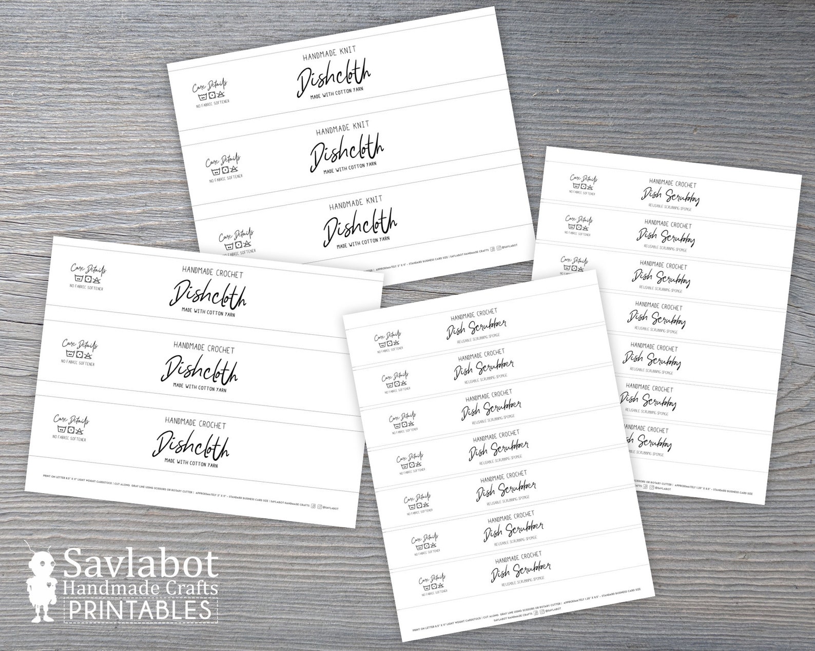 Printable Dish Scrubby Tags and Wraps Crochet Dishcloth Wrap - Etsy