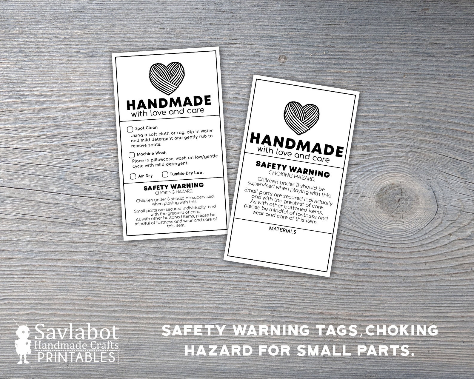 Safety Eye PRINTABLE Warning and Care Card PDF Files - Etsy