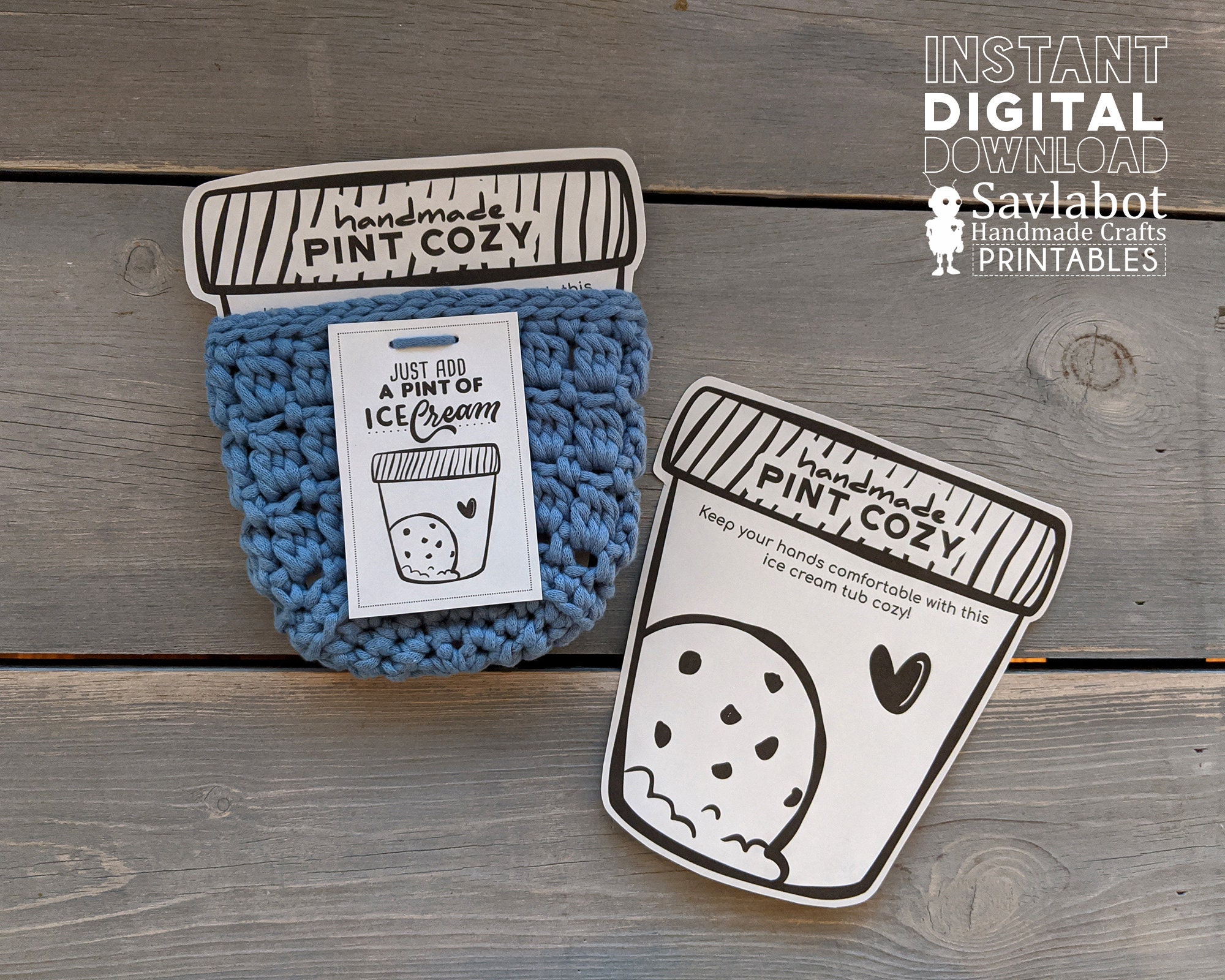 Ice Cream Pint Cozy Printable Display Cards Etsy