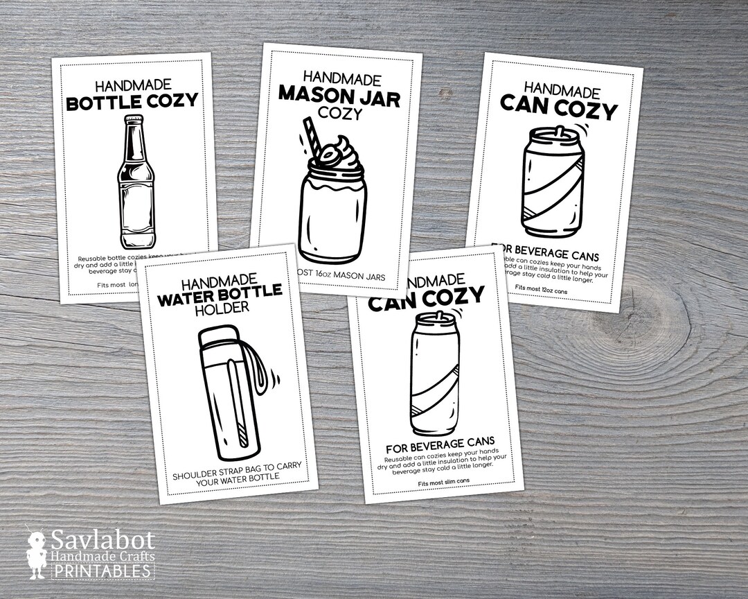 Printable Hangtags for Handmade Cozy Packaging, Mason Jar Cozy, Bottle ...