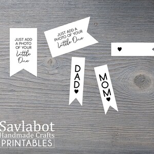 Printable MOM and DAD Flag Tag Set, DIY Packaging for Photo Planter ...