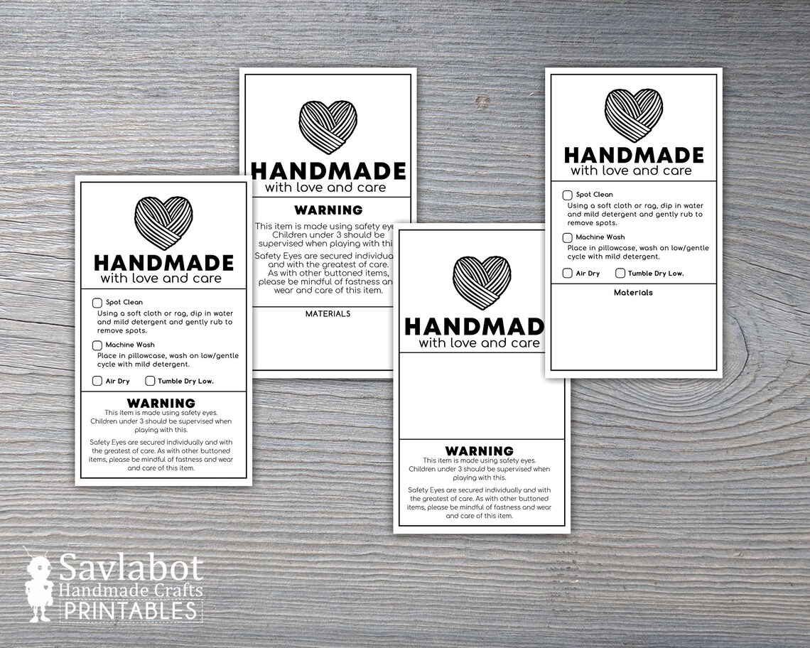 Safety Eye PRINTABLE Warning and Care Card PDF Files - Etsy