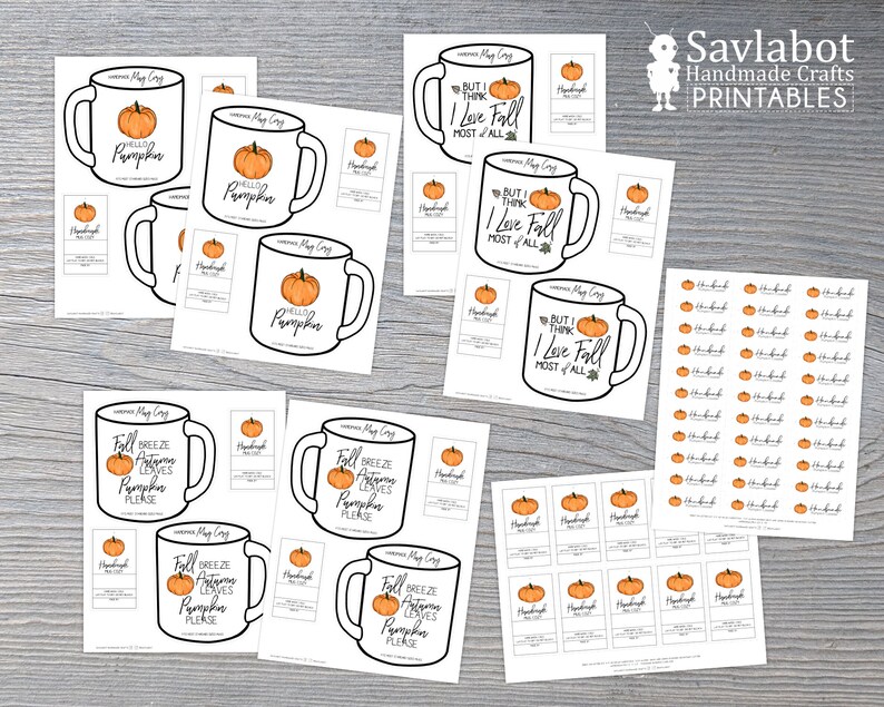 Fall Mug Cozy Printables Mug Cut Out Display Card for - Etsy