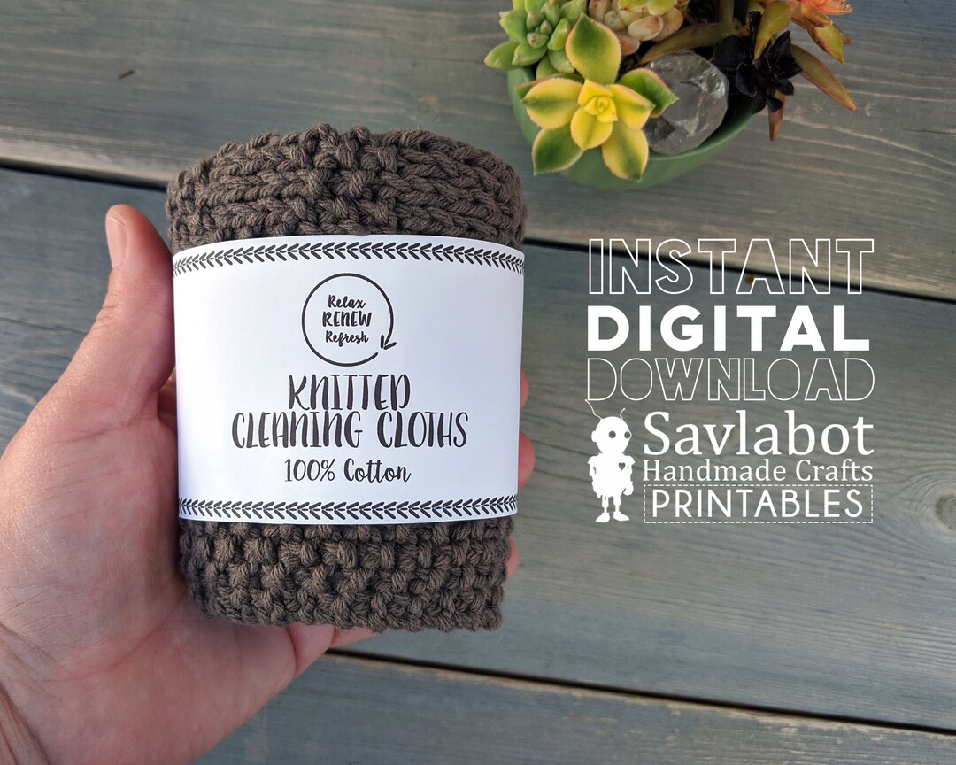 Knitted Face Cloths, Multipurpose Cotton Cloth, Printable Wrap Tags ...