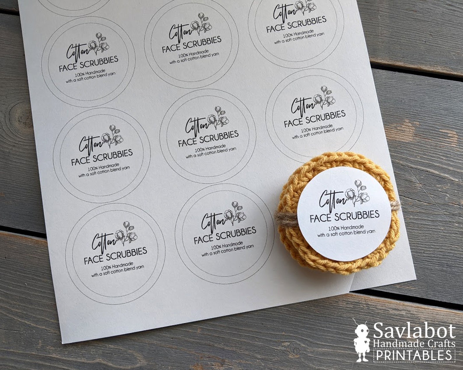Round Face Scrubbies Tags With Cotton Logo Printable Pdf - Etsy