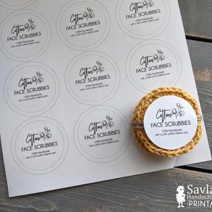Round Face Scrubbies Tags With Cotton Logo, Printable Pdf Files - Etsy